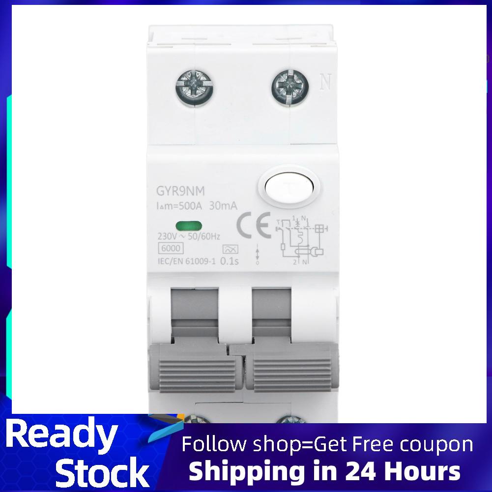 Inspirexshop Residual Current Operated Circuit Breaker 1P+N 40A 230V 30mA MCB Protection Switch ...