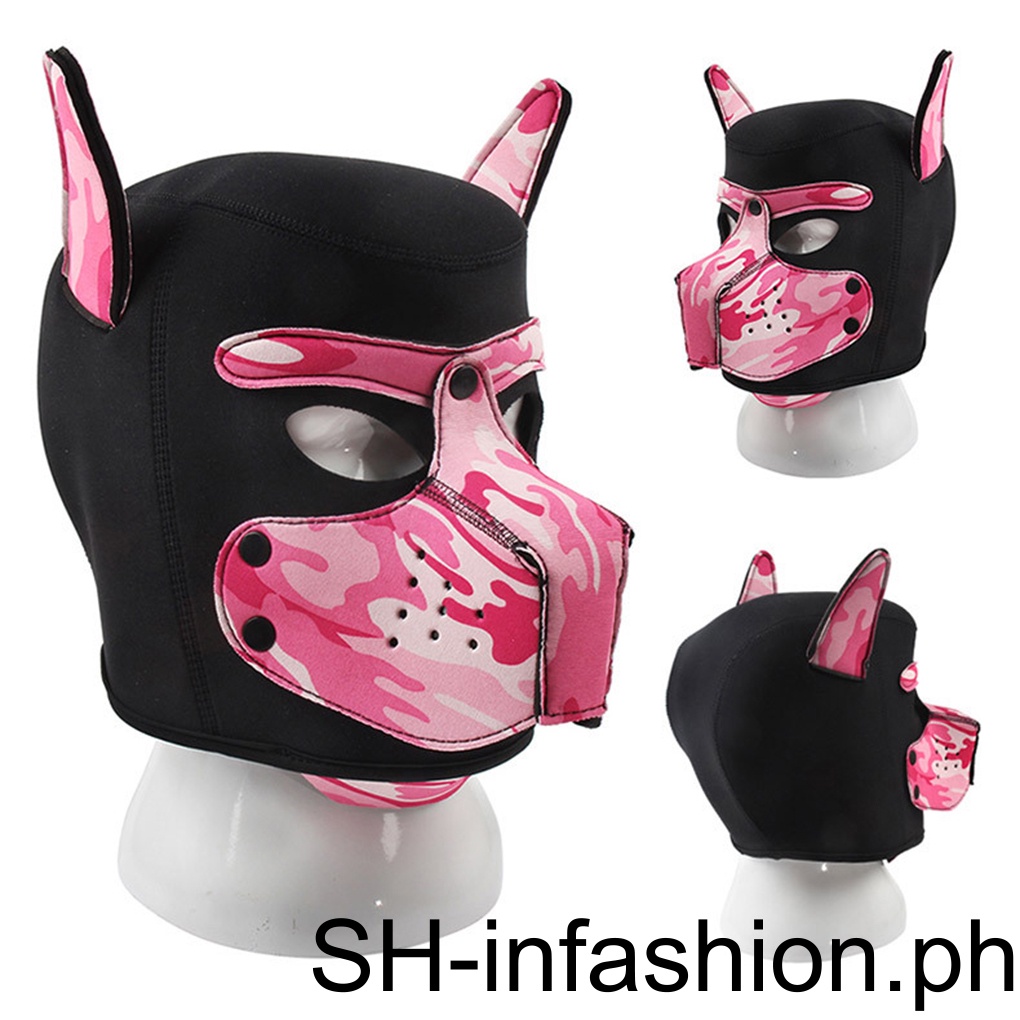Cosplay Neoprene Puppy Hood Mask Easy To Wear Full Face Pup Hood ...