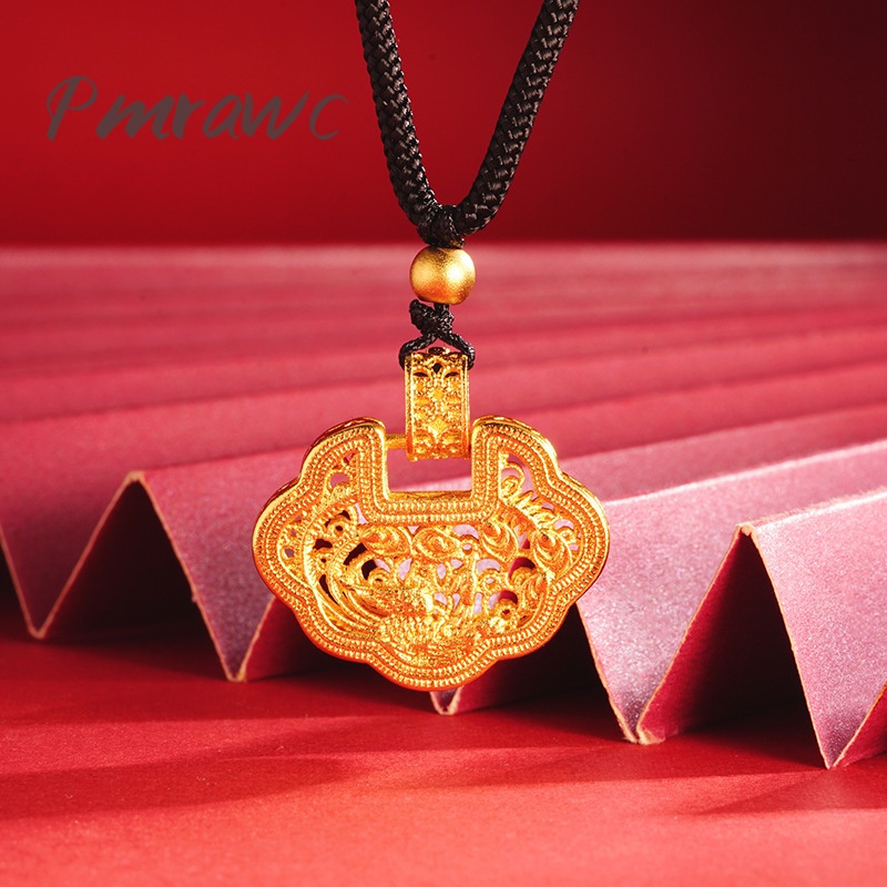 Pmrawc | New Year 24K Lock of Good Wishes Chinese Style Necklace Bends ...