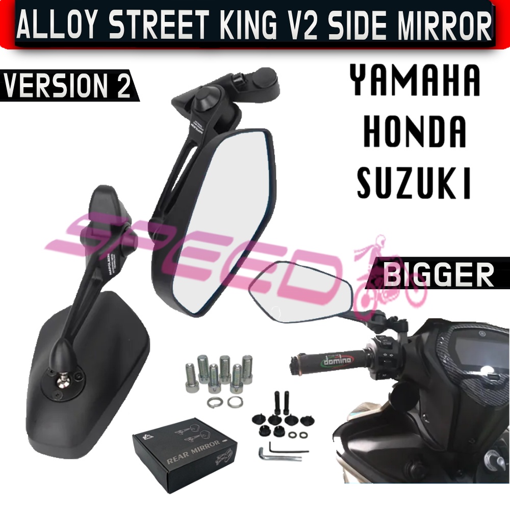 Street King V2&V1 Rearview Mirror Full Heavy Duty Alloy Side Mirror ...