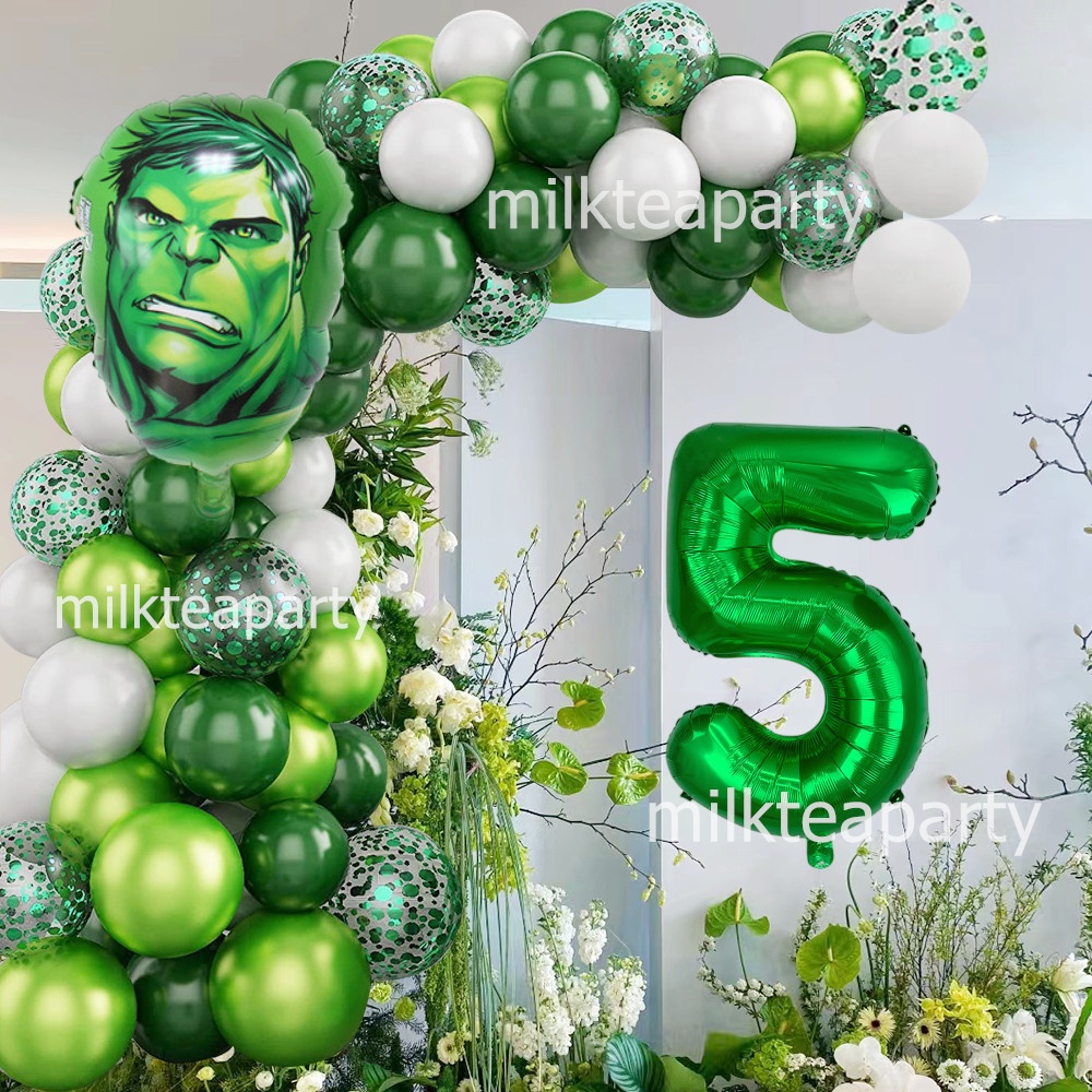 Superhero Theme Hulk Balloons 32inch Green Number Balloon Boys Birthday ...