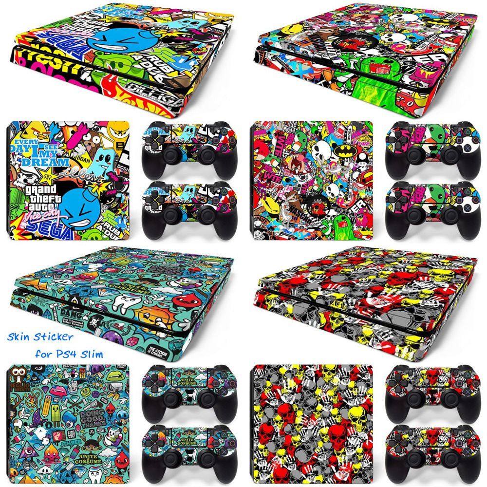 PS4 Slim Game Console Full Body Sticker Cartoon Graffiti Skin Stickers ...