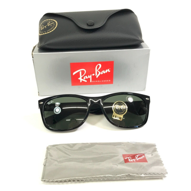 Ray·Ban rb2132 New Wayfarer 901 Black Frame Green Lens Sunglasses 58 mm ...