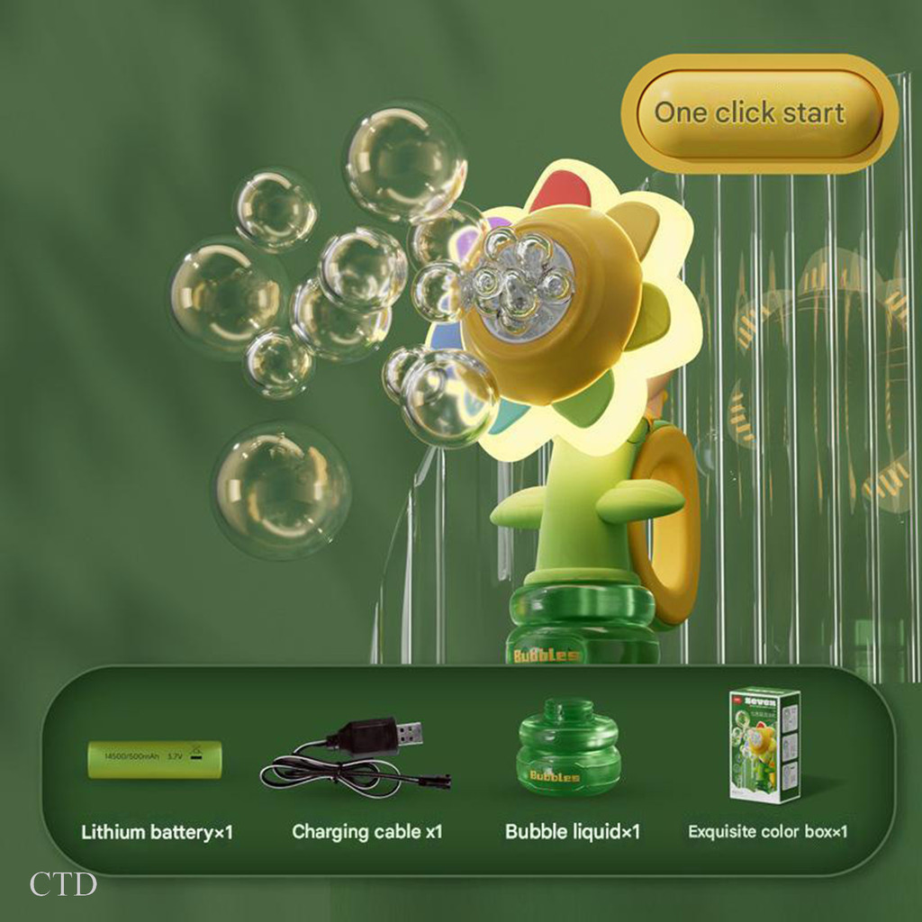 CTD Seven-Color Flower Portable Bubble Machine Three-Speed Adjustment ...