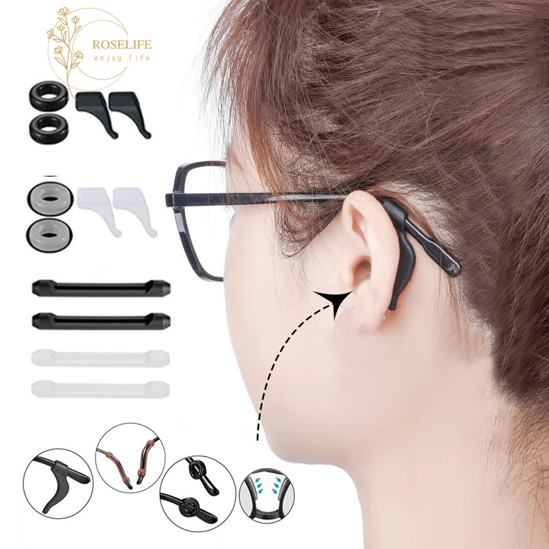 Roselife 2 Pcs Soft Silicone Eyeglasses Retainers Temple Holders Anti ...