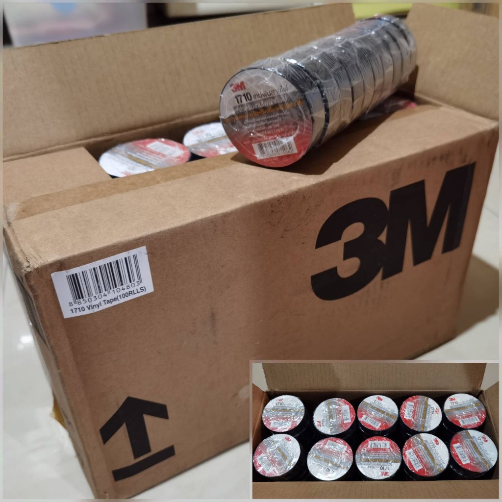 Electrical Tape 3M **** (Vinyl Box 100 Roll) Duct 3M 3/4 Inch x 10 Meter Red Cover Extra Thick ...