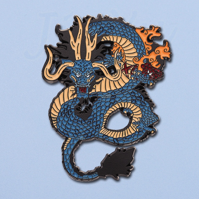 Beautiful Blue Dragon Enamel Pin Brooches Chinese Dragon Badges Pin ...