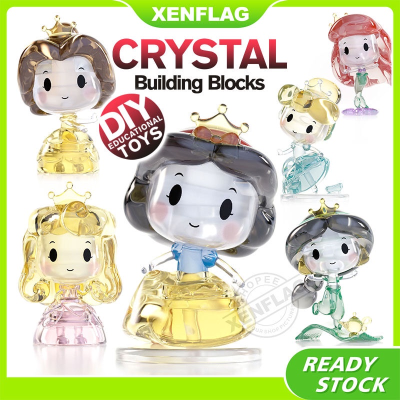Disney Princess DIY 3D Crystal Blocks Anime Action Figures Belle Ariel ...