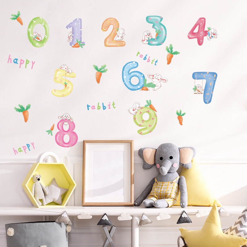 Colorful Cartoon Animal Numbers Wall Stickers for Nursery and Kids ...