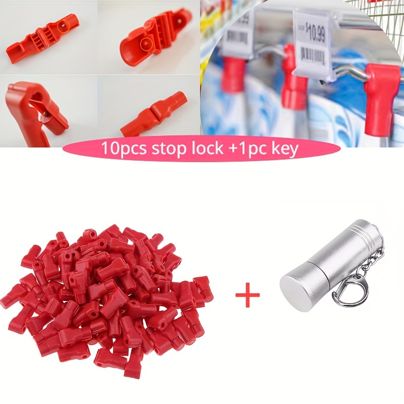 10pcs Stop EAS Lock +1pc Keys For Store Display Security Hook Stem&peg Stoplock Plastic Lock 6mm ...