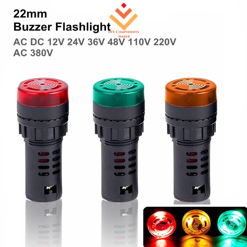 AD16-22SM 22mm AC DC 12V 24V 36V 48V 110V 220V AC 380V Flash Signal ...