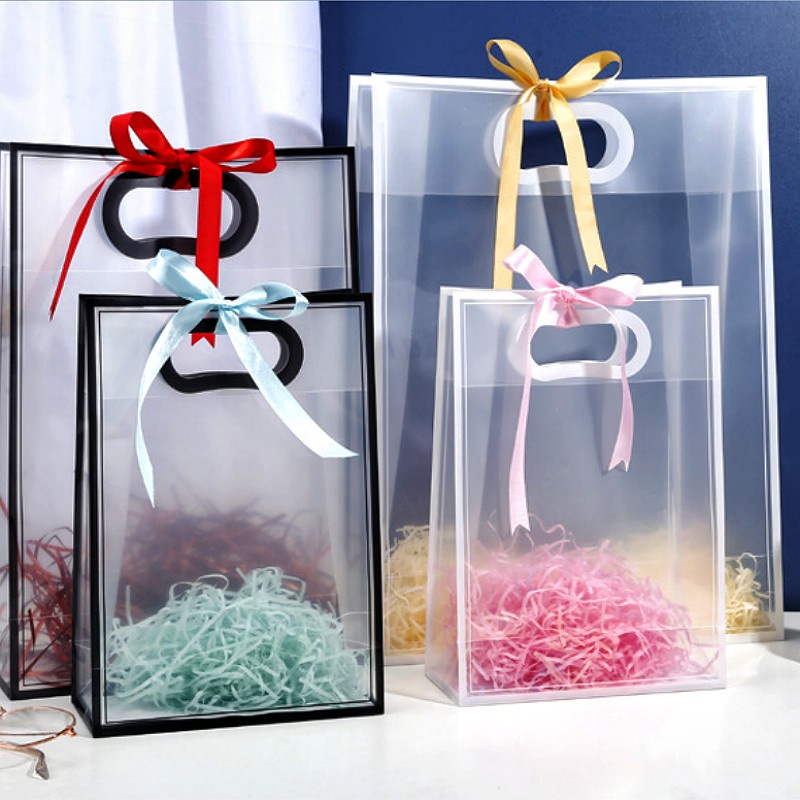 PVC handle bag Paper bag Window paper bag Clear bag Korean transparent ...