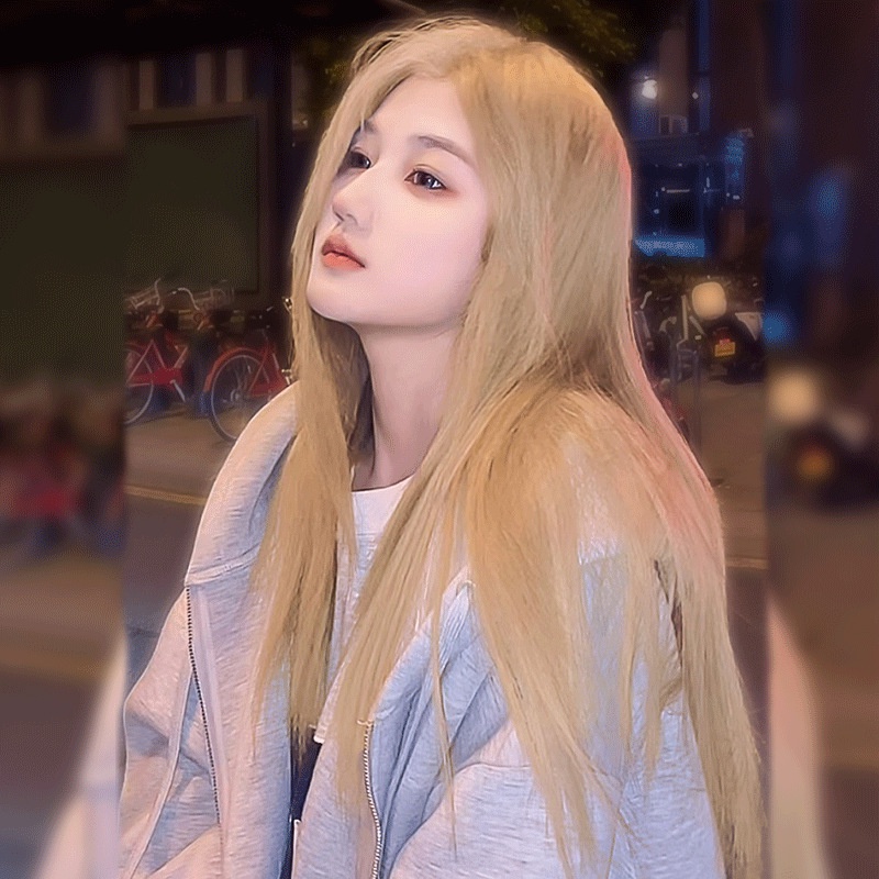 Cheng Ming Wig Female Long Hair Influencer New Style Summer White Gold ...