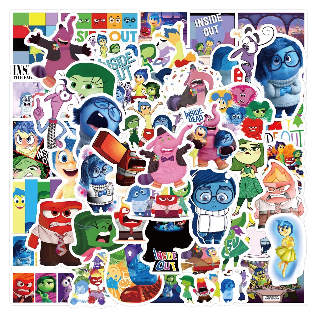 60 pcs Inside Out Cartoon Movie Waterproof PVC Stickers | Shopee ...