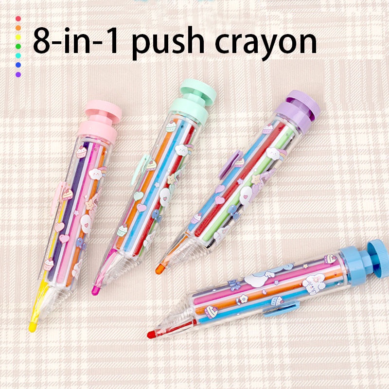 8 in 1 Rotating Multicolor Crayon Press Art Graffiti Crayon Paintbrush ...