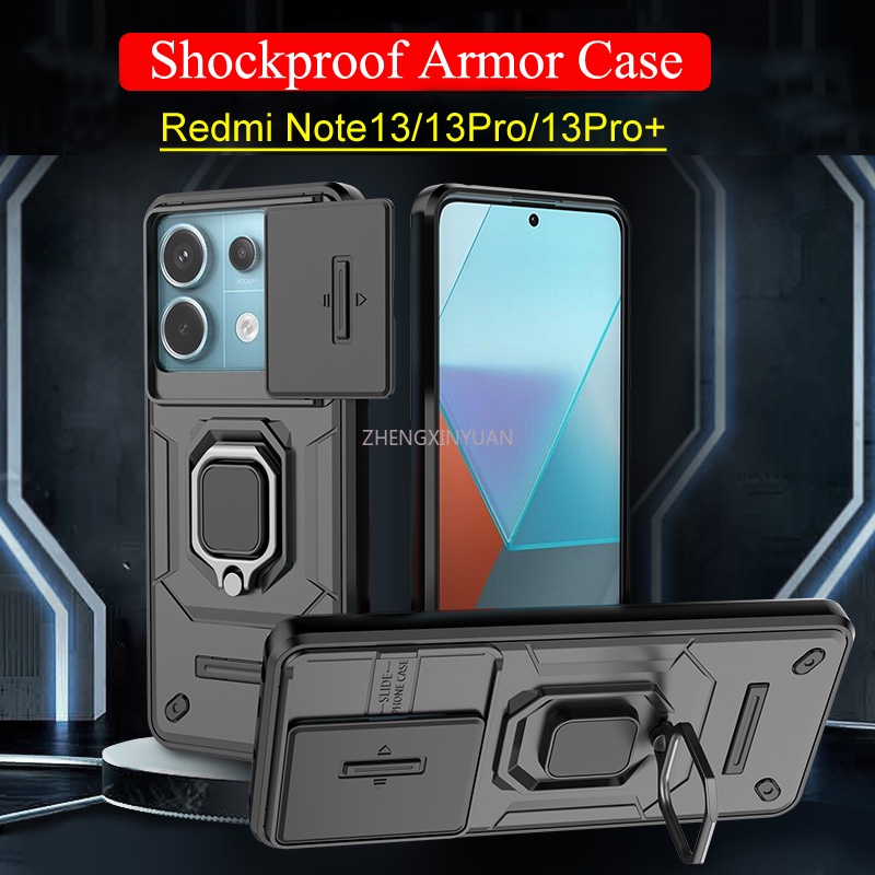 Shockproof Armor Case For Redmi Note 14 13 12 Pro Plus 14Pro Note14 5G 13PRO+ Slide Camera Lens ...