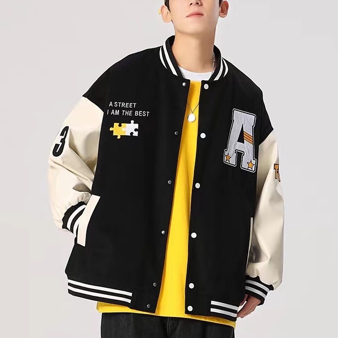 Unisex Bomber Baseball Jacket for Men Couple Vintage Korean Retro ...