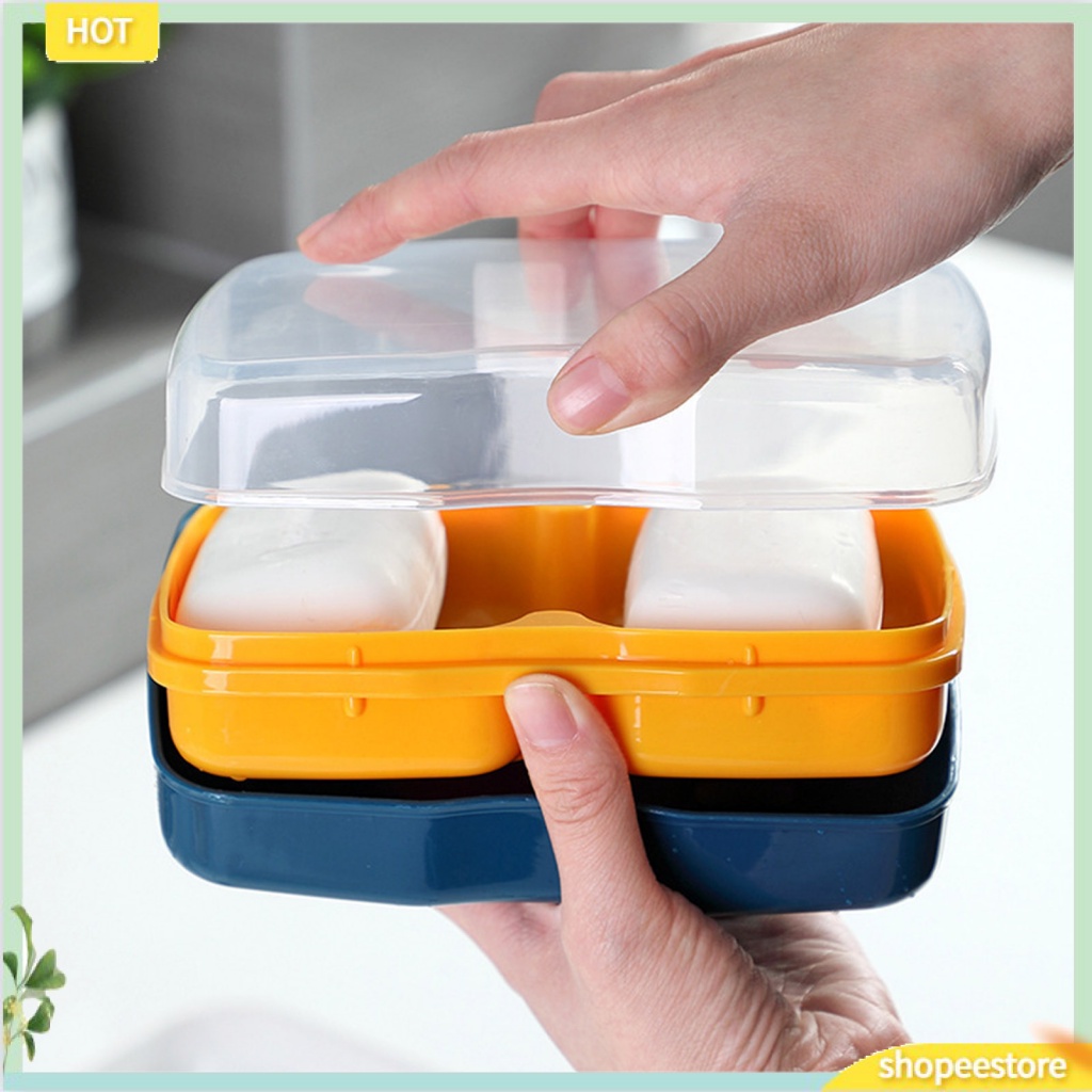 shopeestore| Clear Dust-proof Lid Soap Box Countertop Soap Organizer ...