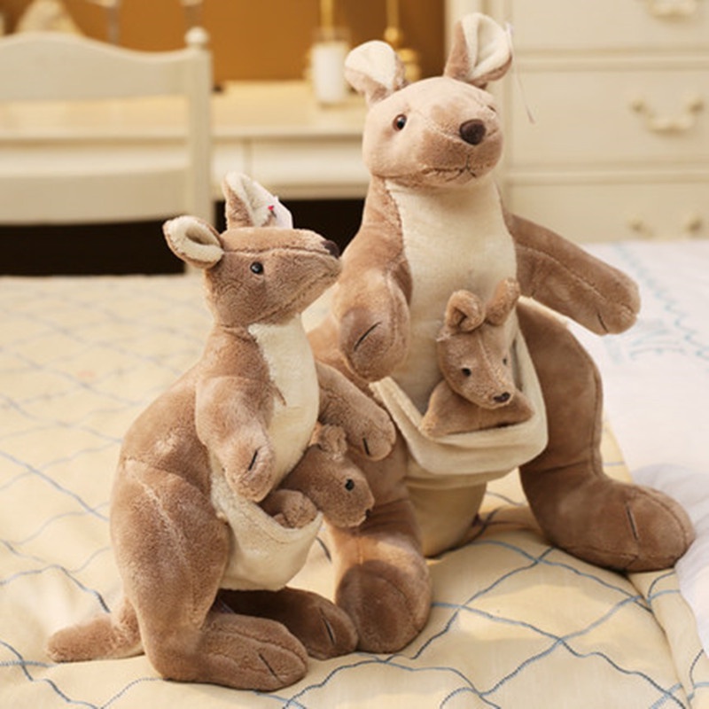 Mother Child Kangaroo Plush Toy Australian Kangaroo Doll Simulation Animal Doll Parent-Child ...