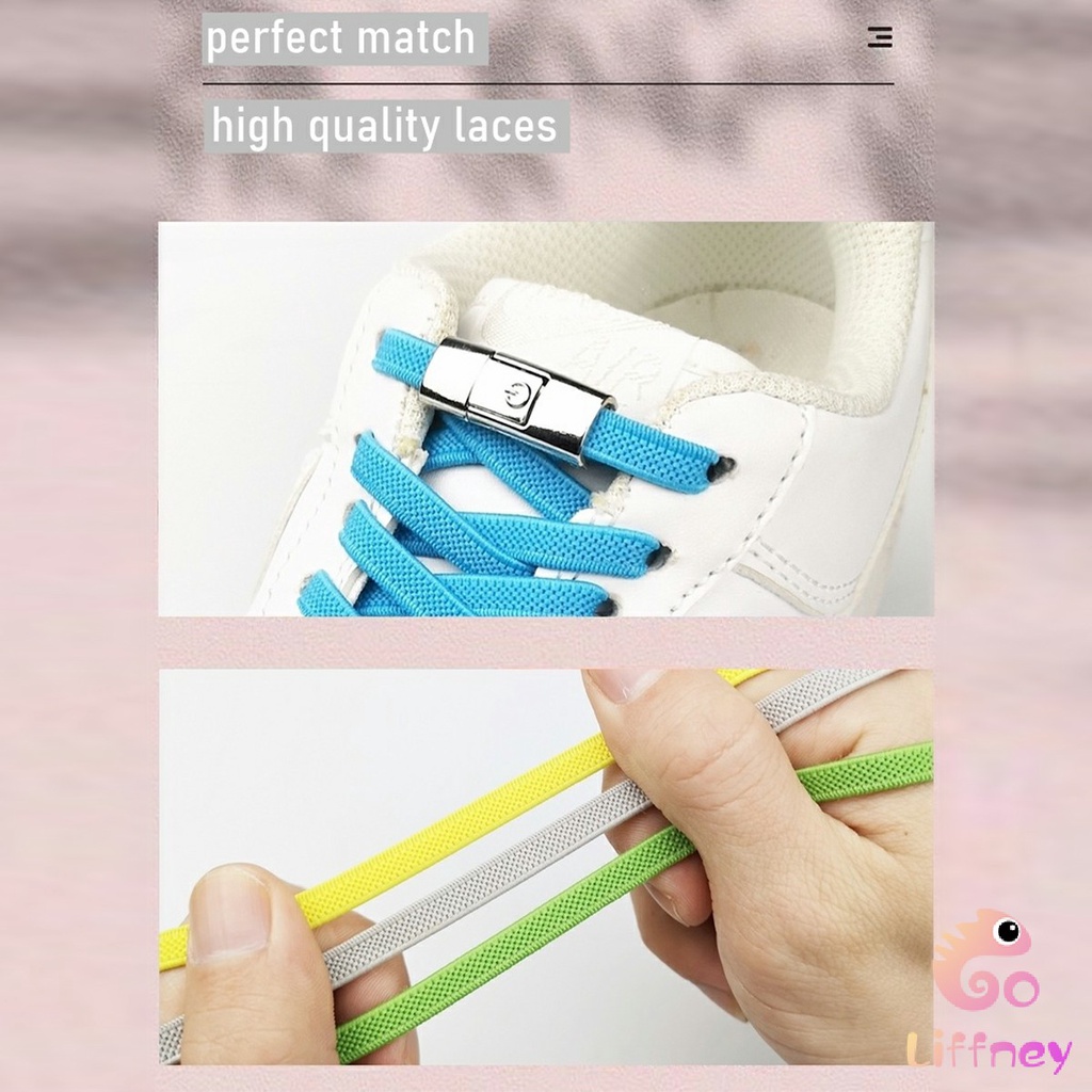 1 pair 8MM elastic shoelaces no tie lazy shoe laces lock Laces Kids ...