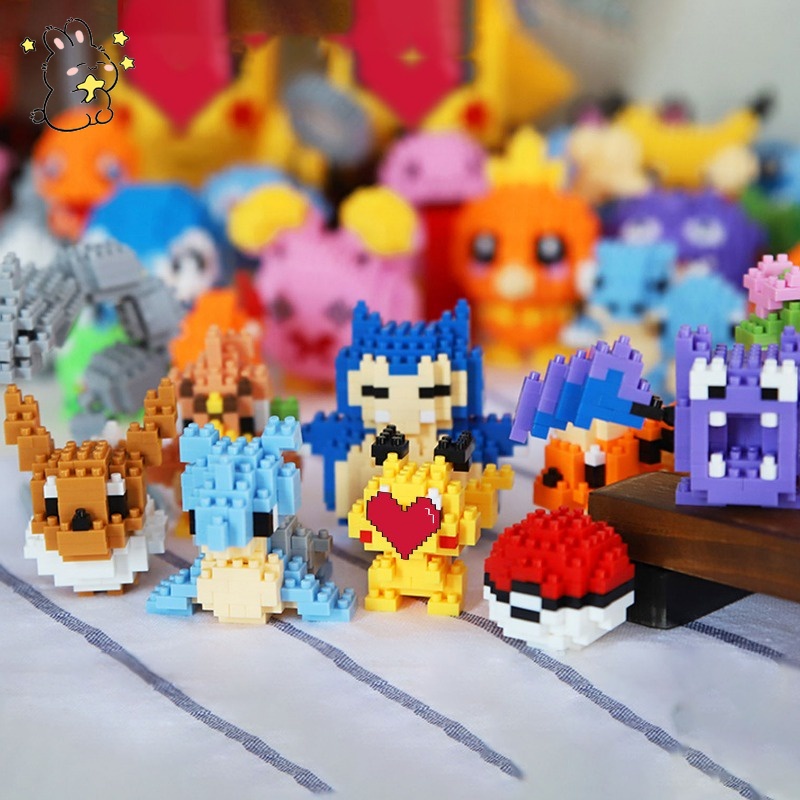 Mini Pokemon DIY Building Block Pikachu Character Johnny Turtle Model Nano Block Toys Spitfire ...