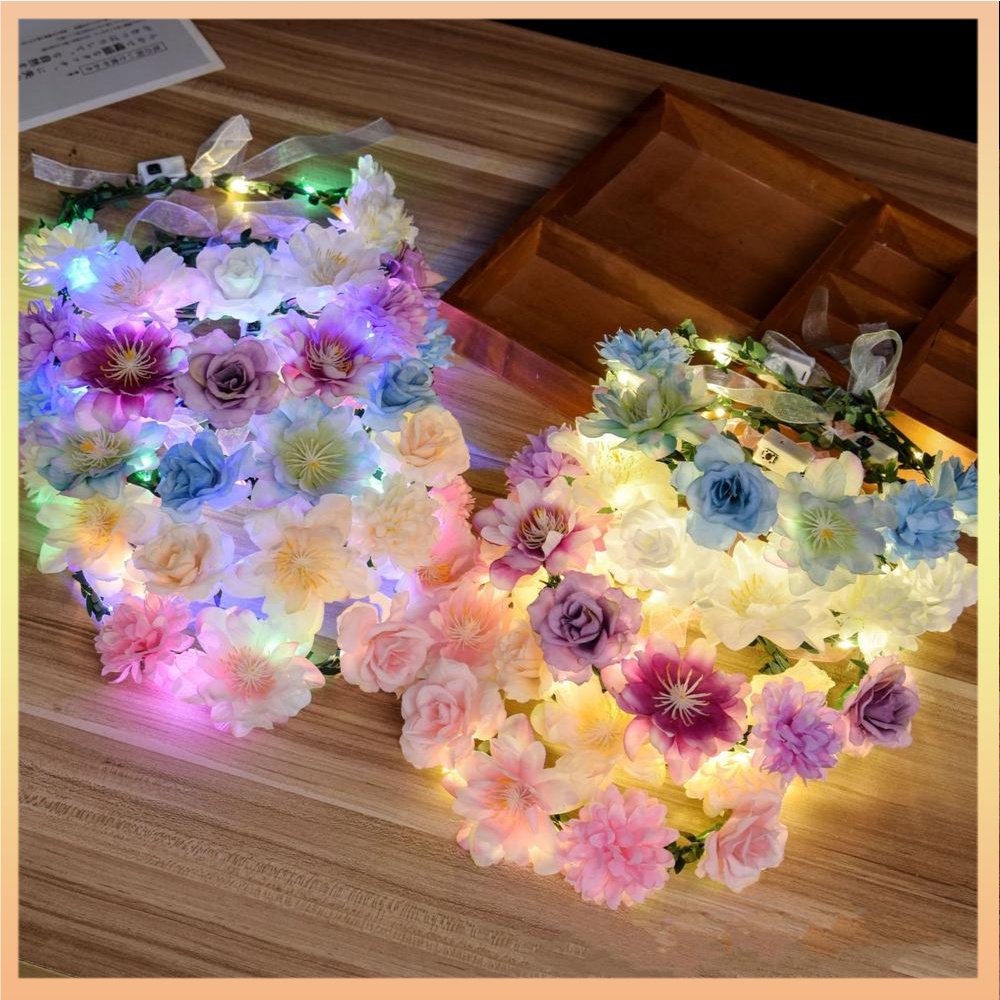 LED Glowing Angel Headband Feather Garland Headband Glow Headdress ...
