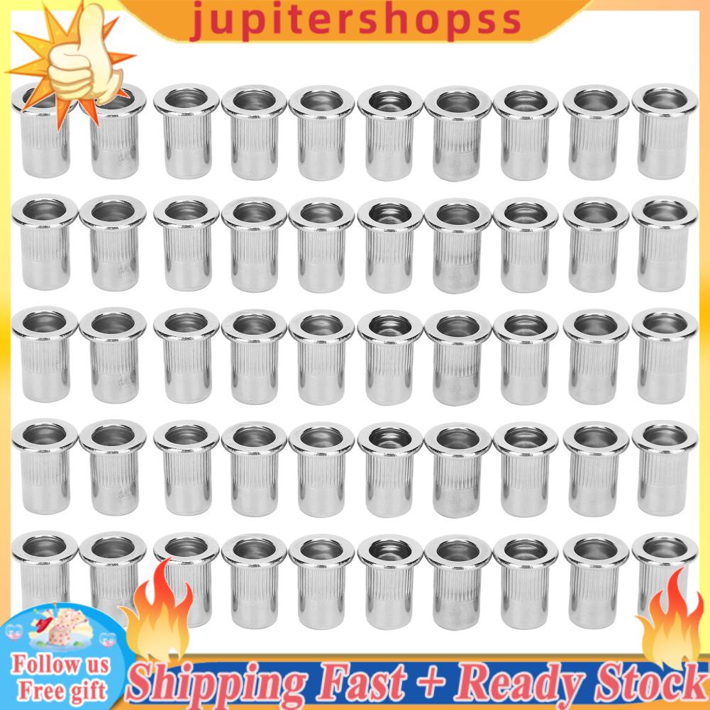 Jupitershopss 50Pcs M6 Blind Rivet Nut Set Stainless Steel Ribbed Kit ...