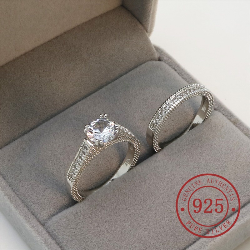 Popular White Zircon S925 Silver Ring Set | Shopee Philippines
