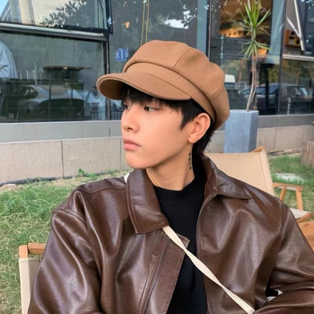 New Stylish retro Painter hat trend Solid color men's English beret ...