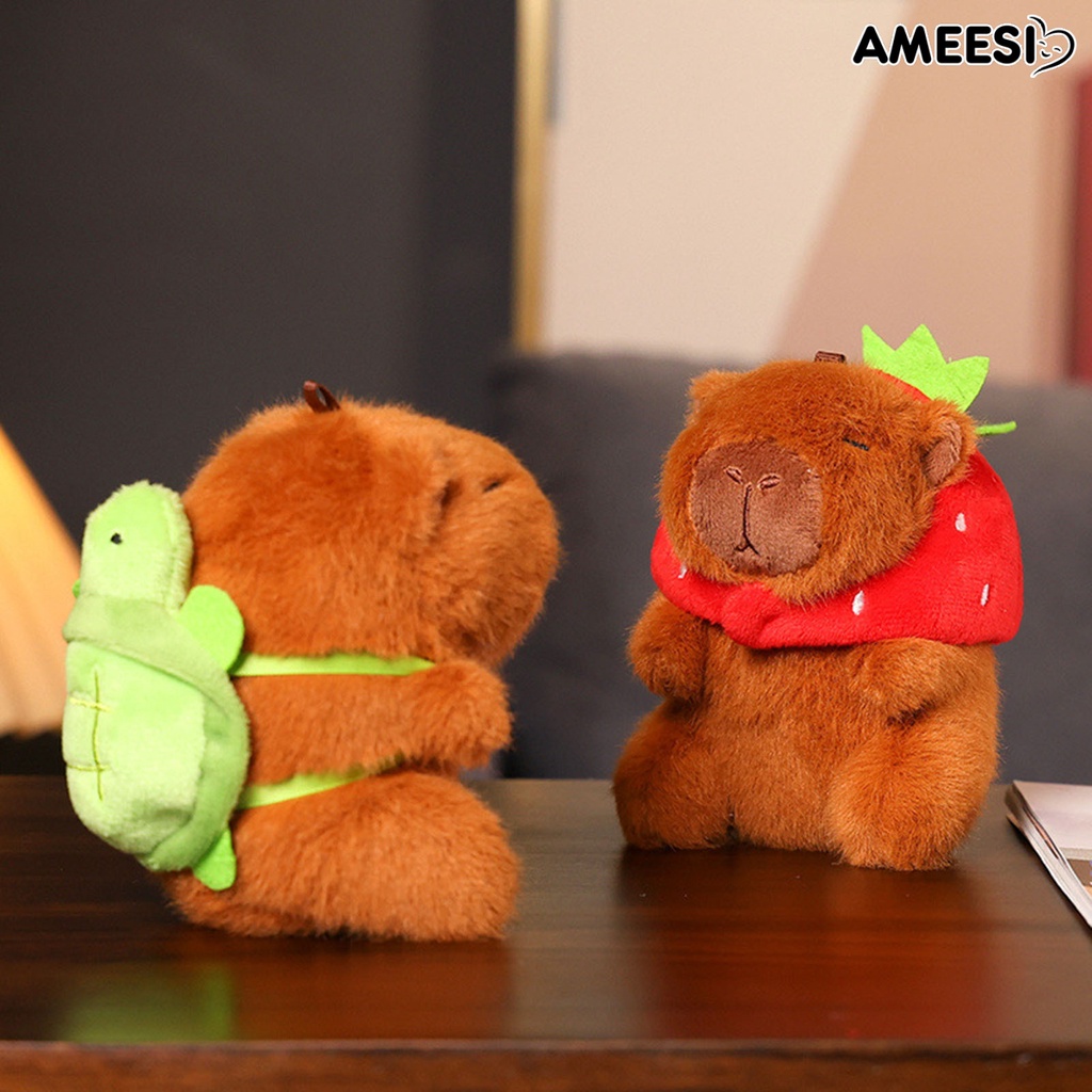 Ameesi Cartoon Capybara Plush Doll Toy Wear A Turtle Backpack ...