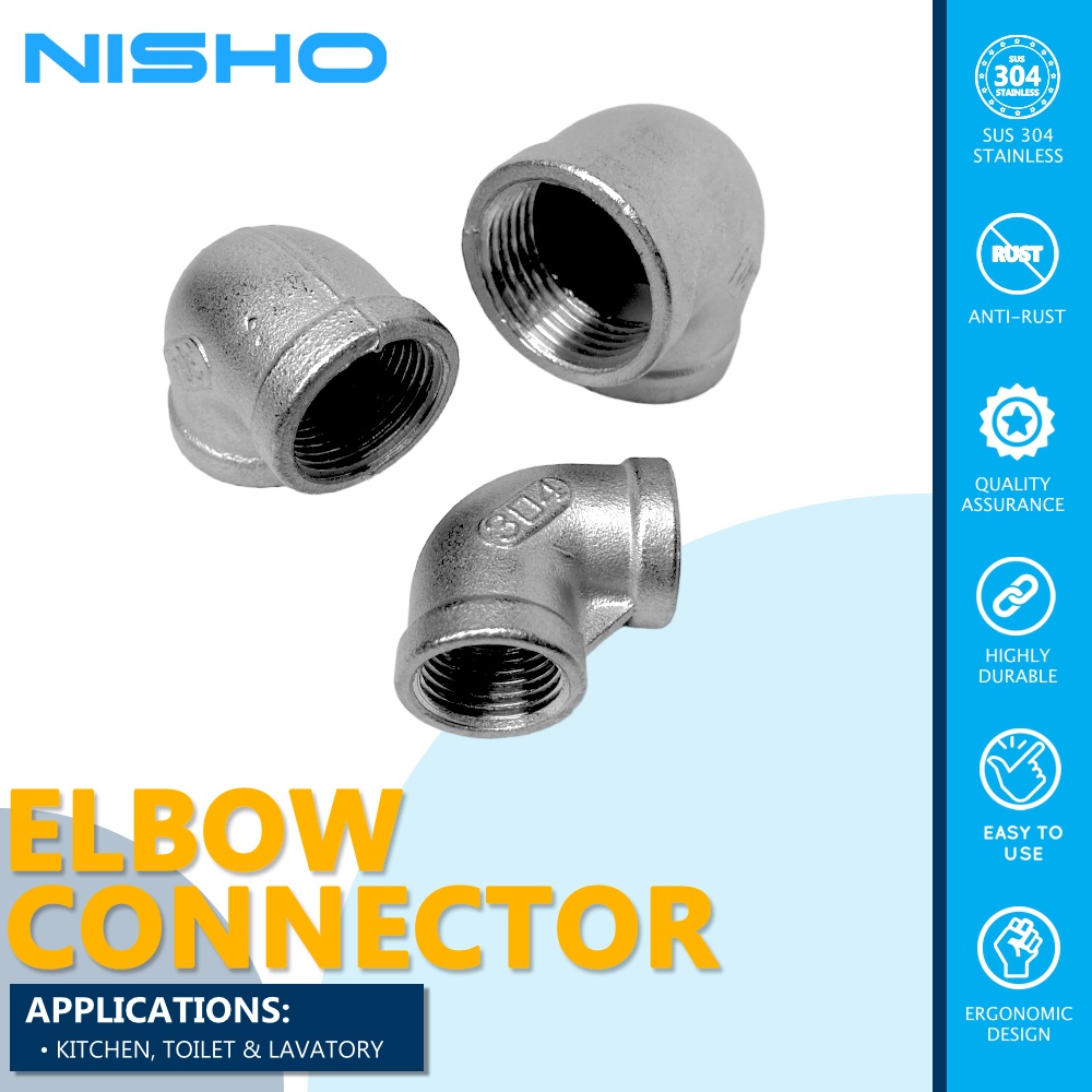 Nisho SUS304 Stainless Elbow Connector Adapter Pipe Fitting Plumbing ...