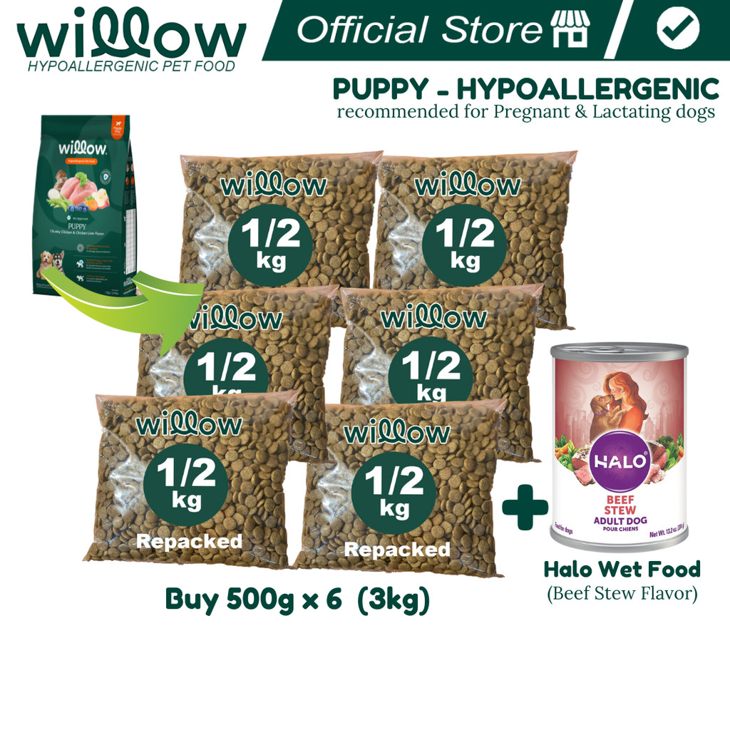 3kg Willow HYPOALLERGENIC Puppy Chicken and Chicken Liver Dry Dog Food ...