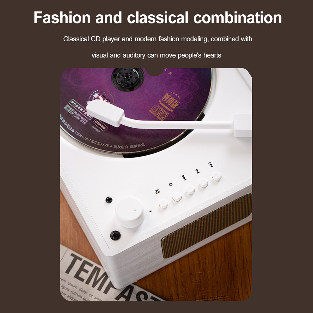 Vintage Leather CD Player Two-way Bluetooth 5.0 Built-in Speaker ...