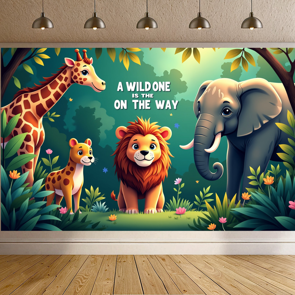 Jungle Safari Animal Backdrop Decoration For Kids Room Party Background ...