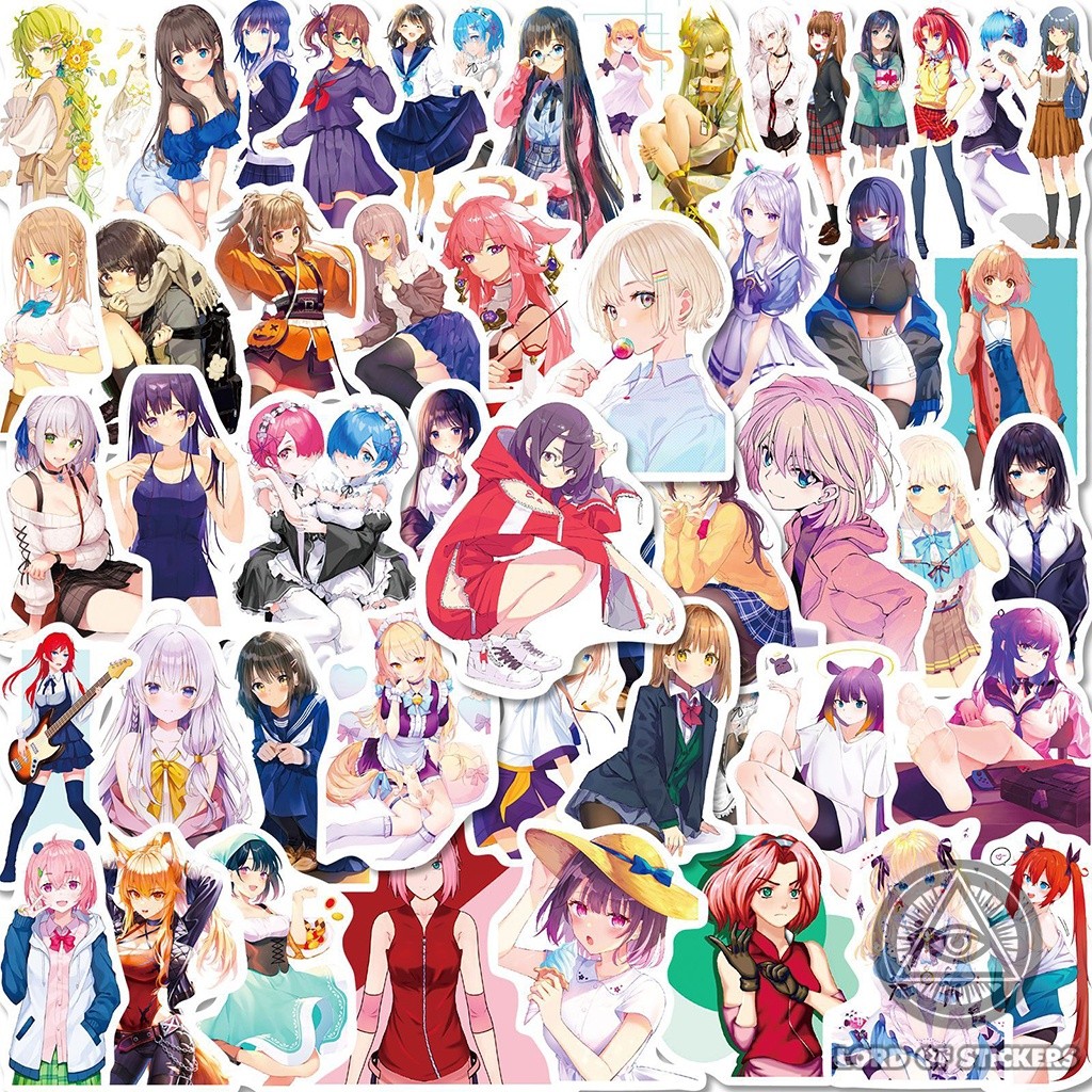Set of 50 Anime Girl Cute Waifu Stickers Manga Pictures of Cute Girls ...