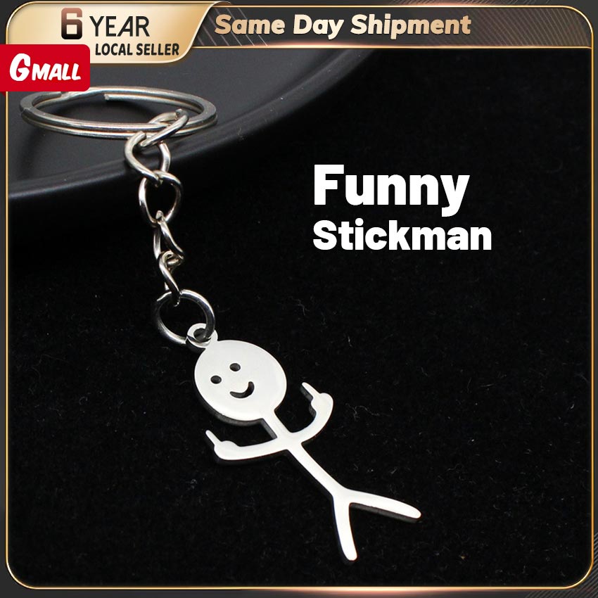【Fast Delivery】 Funny Middle Finger Stickman Keychain Cute Trend ...