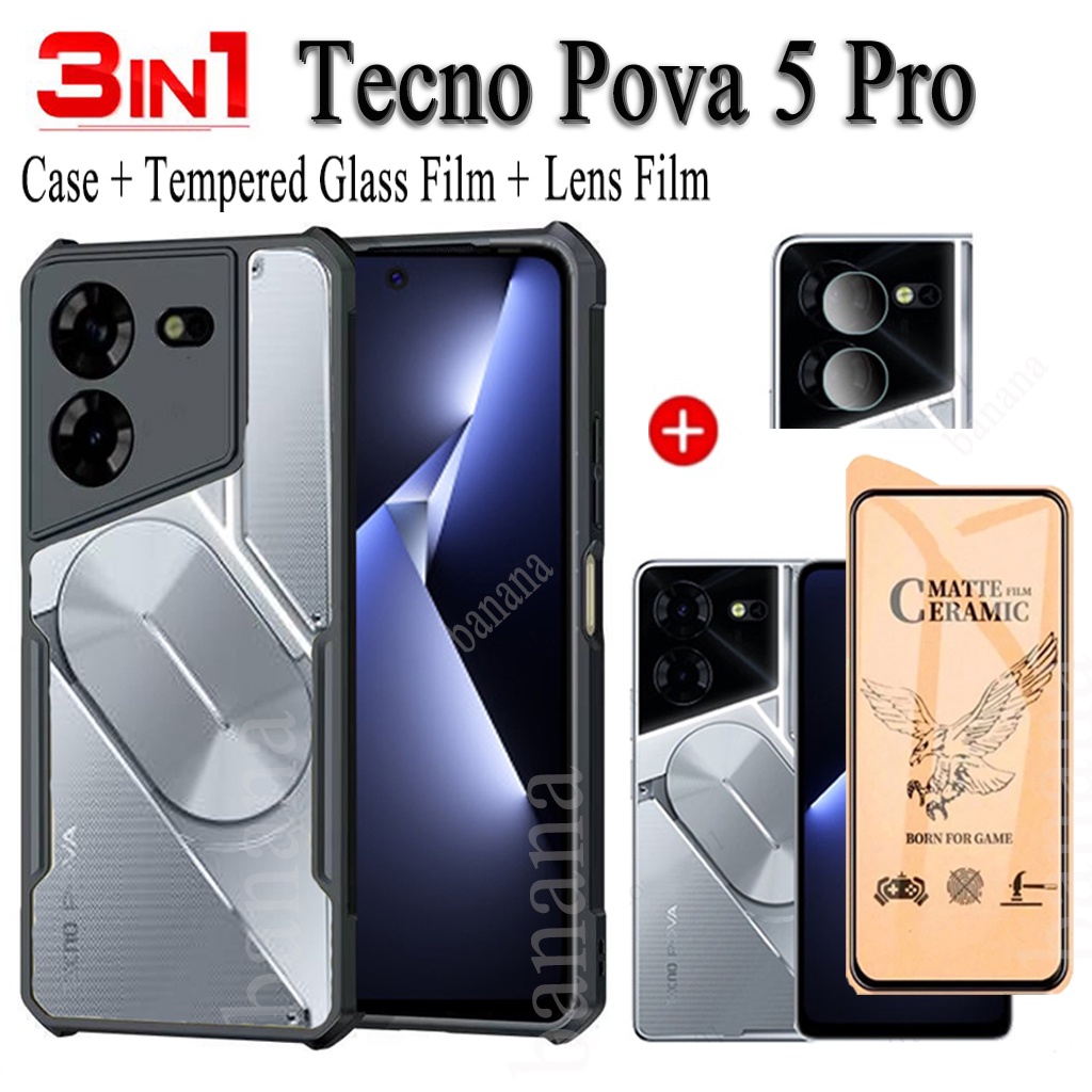 Tecno Pova 5 Pro Pova 5 Clear Acrylic Shockproof silicone Case for Tecno Pova 5Pro Pova5 Ceramic ...