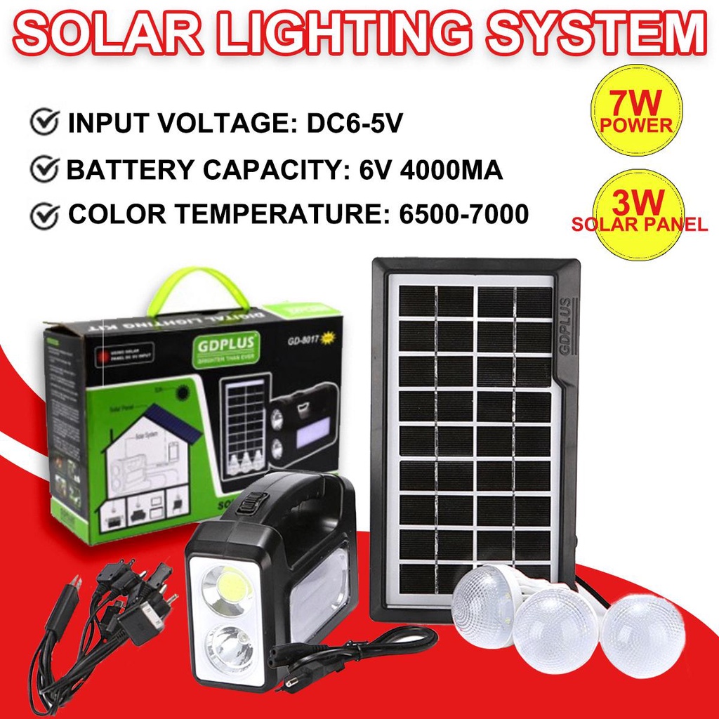 Portable Solar Lighting System set solar panel charging mobile power ...