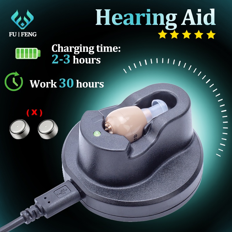 Mini Rechargeable Hearing Aid Adjustable Tone Sound Amplifier Portable ...