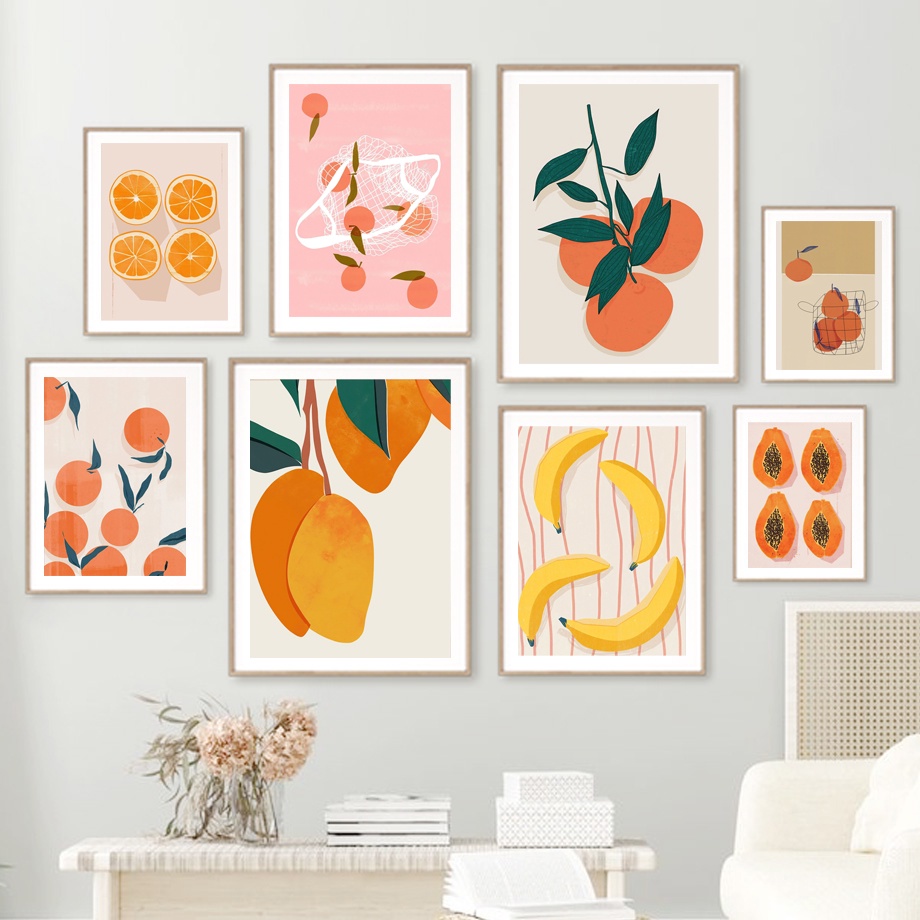 Mango Orange Lemon Fruit Market Wall Art Canvas Painting Nordic Posters ...
