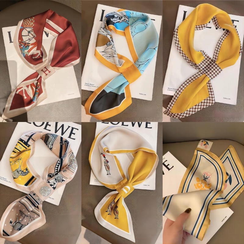 Korean long thin silk scarf wide-brimmed professional scarf lazy scarf ...