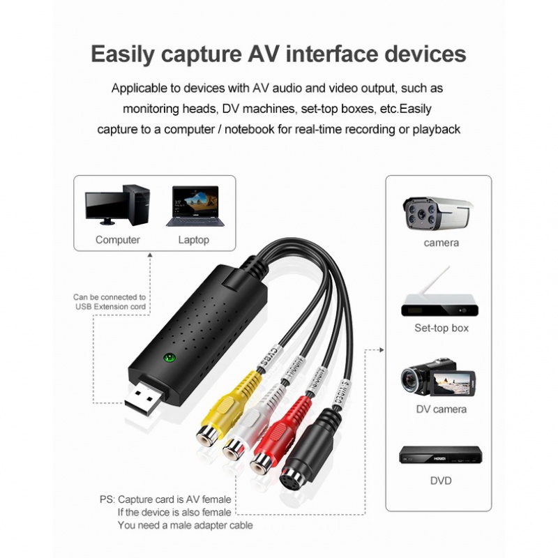 USB2.0 VHS to DVD Converter Convert Analog Video To Digital Format ...