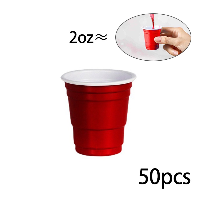 50pcs 16oz/2oz Kirkland Big Red Cups Red Beer Pong Cup Shot Glass ...