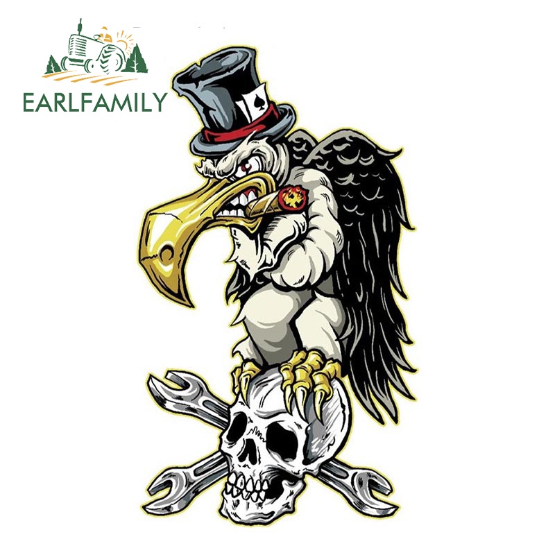 EARLFAMILY 13cm x 7.4cm Cartoon Vulture & Skull Car Sticker Rat Rods ... EARLFAMILY 13cm x 7.4cm Cartoon Vulture & Skull Car Sticker Rat Rods ...