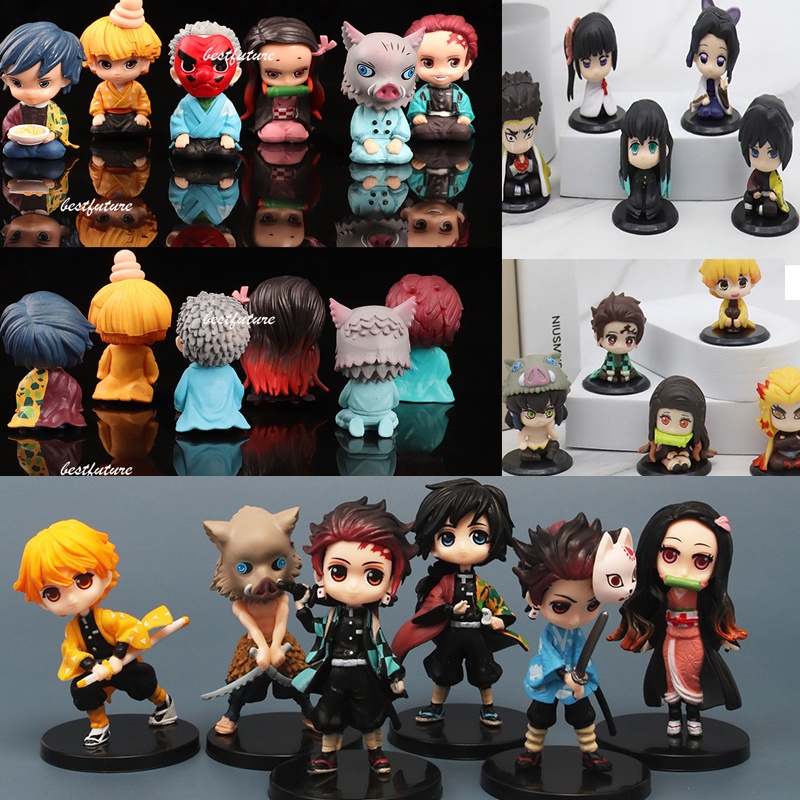 Q Version Demon Slayer Action Figure Tanjiro Nezuko Zenitsu Inosuke ...