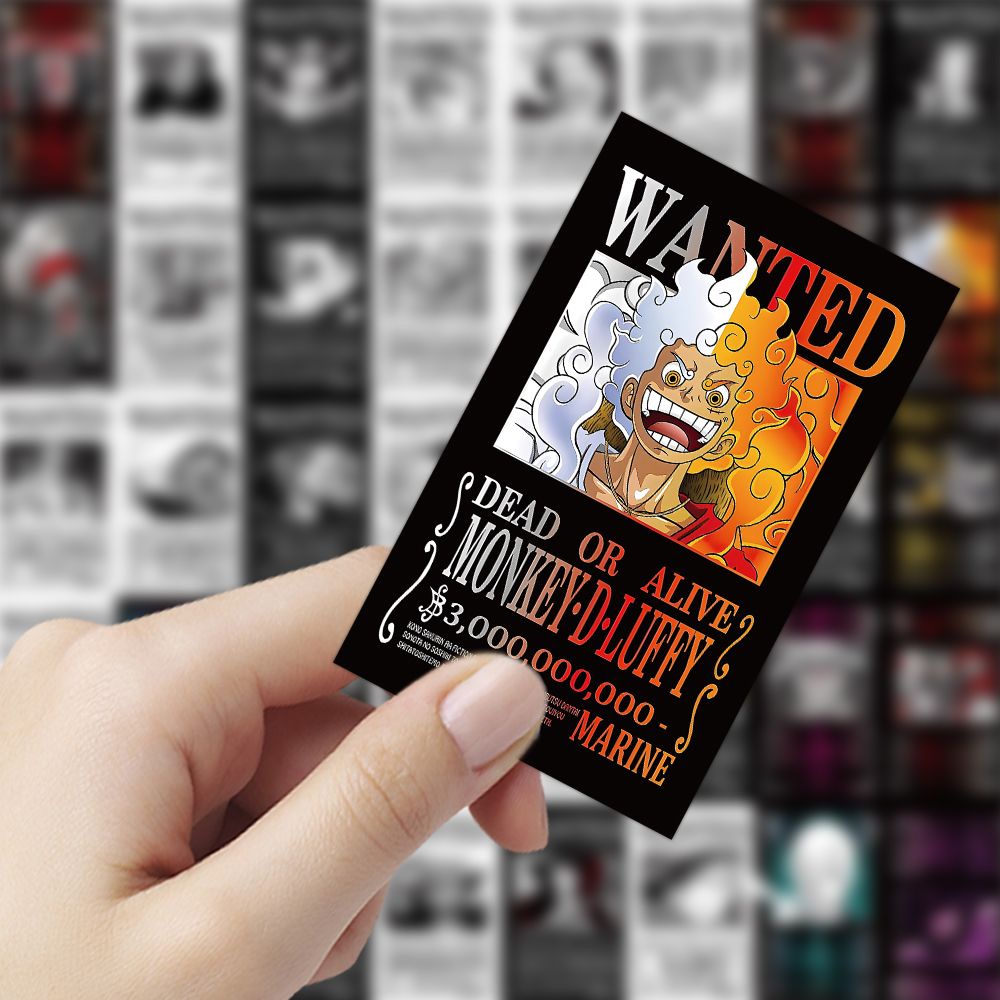 One Piece Stickers Black and White Wanted Posters Five Gears Monkey D ...