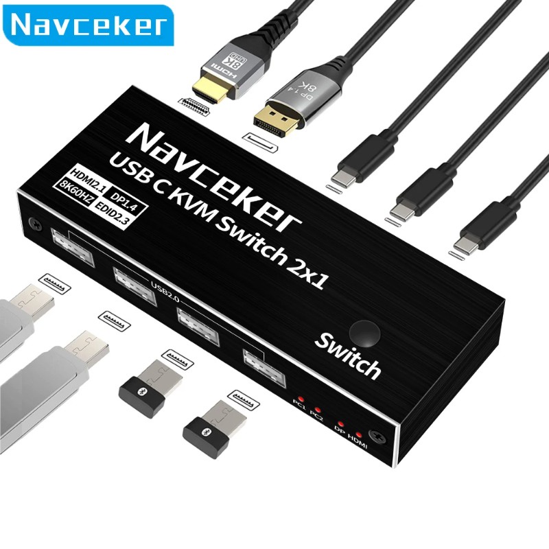Navceker Thunderbolt 4 USB C KVM Switch 4K 144Hz USB KVM Switch USB 8K ...