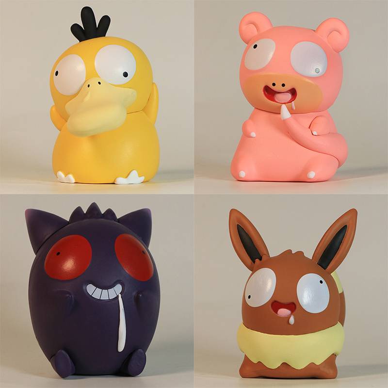 ST1 Cute Dumb Pokemon Psyduck Eevee Gengar Slowpoke Action Figure Big ...