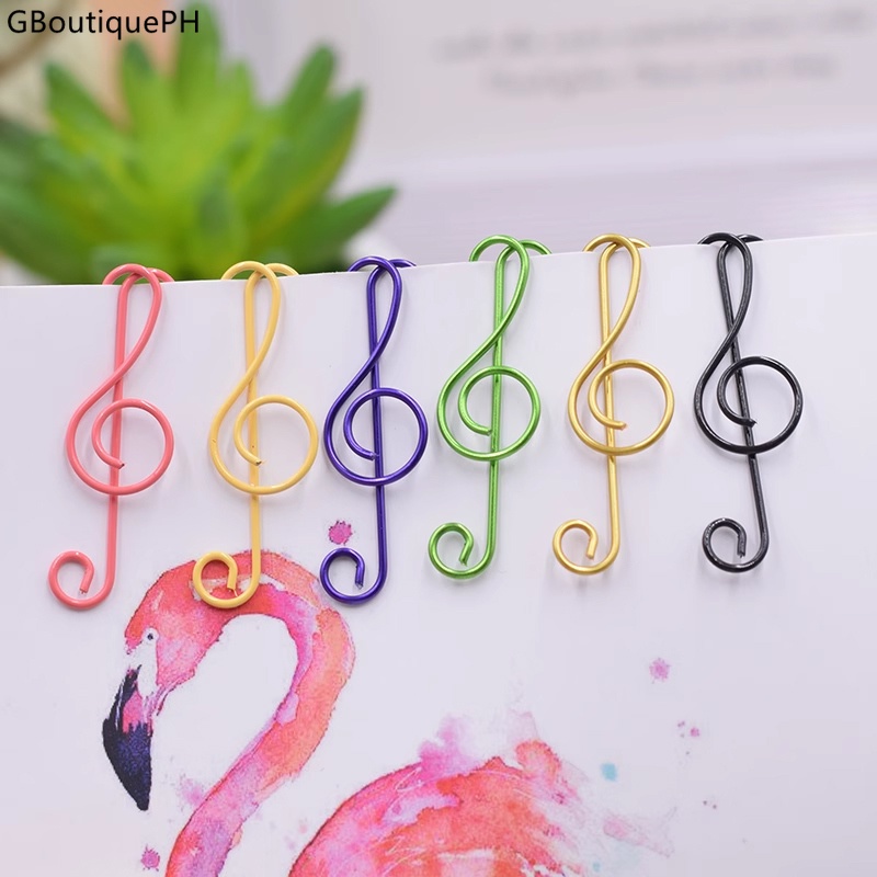 【BGQ】Metal Wrapped Plastic Colored Paper Clip Note Musical Shaped Paper ...
