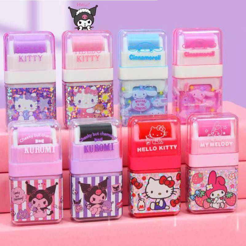 Sanrio Kawaii Cartoon Roller Colorful Rectangle Erasers Lovely Kuromi Cinnamoroll Pochacco ...